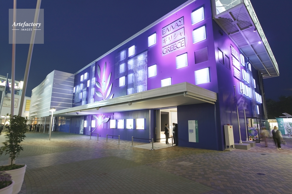 愛知万博、ギリシャ館の外観（夜景）